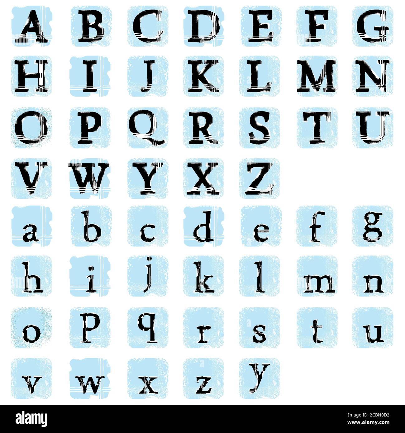 Digital illustration of isolated letter icons on a white background ...