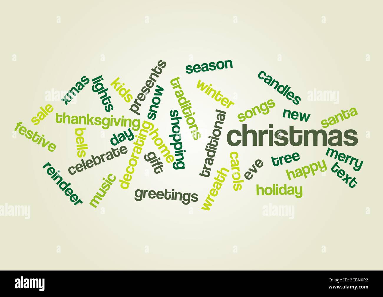 Illustration of colorful Christmas words isolated on a light background ...
