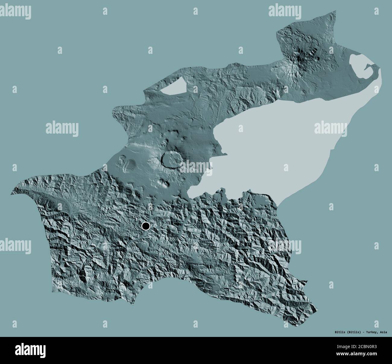 Shape of Bitlis, province of Turkey, with its capital isolated on a ...