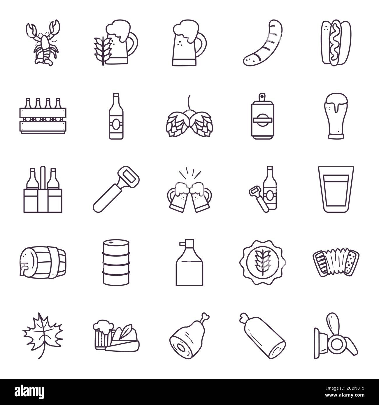 oktoberfest line style symbols set design, Germany festival and ...