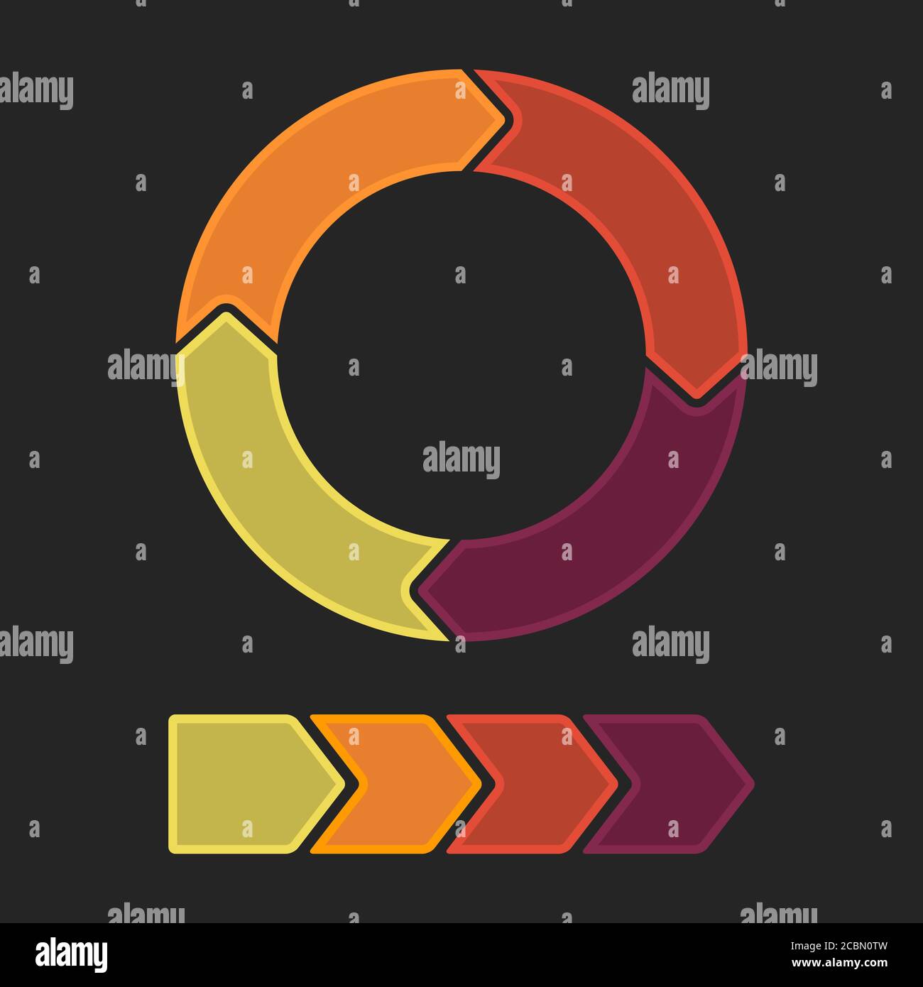 Illustration of a colorful rotating circle with arrows isolated on a ...