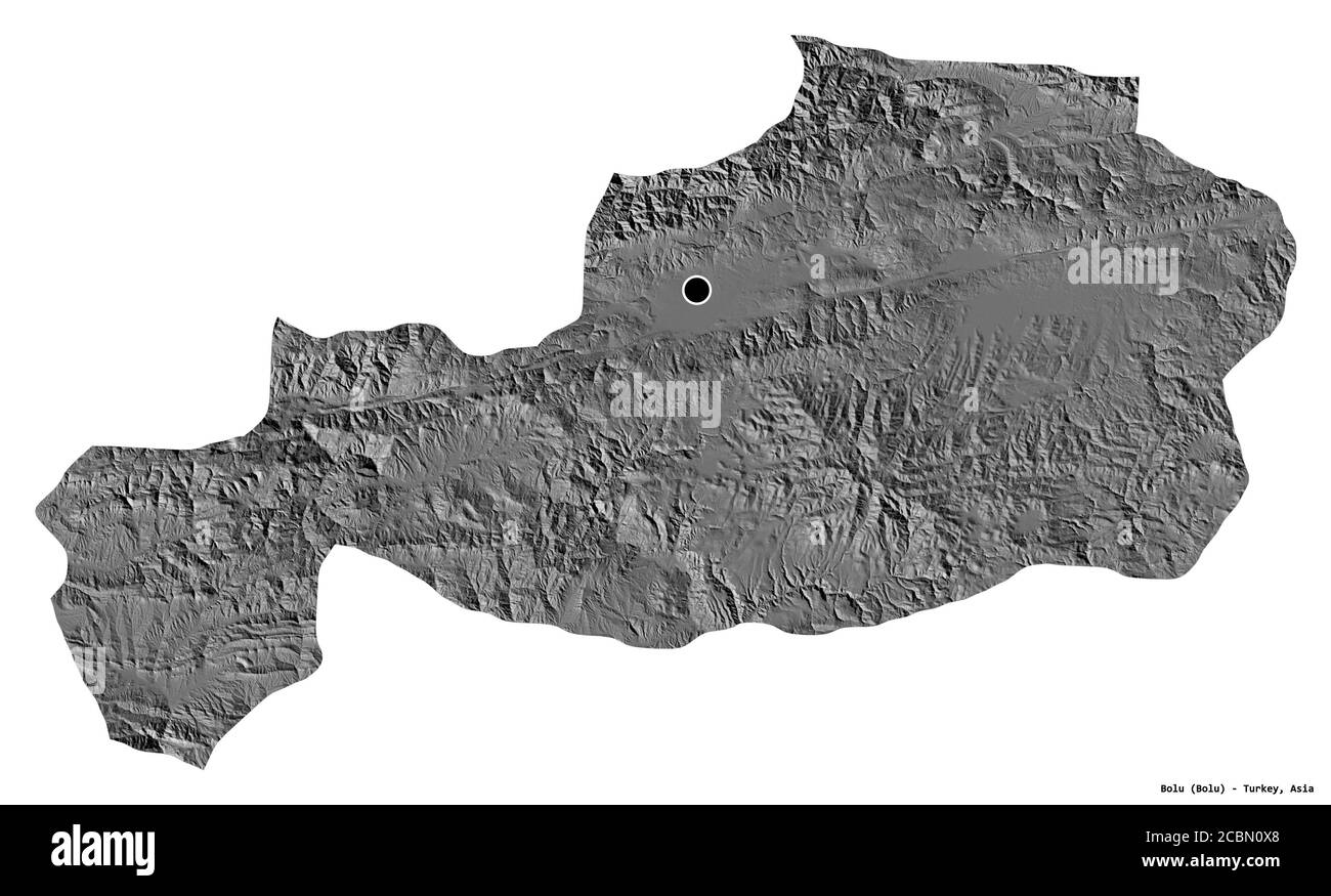 Shape of Bolu, province of Turkey, with its capital isolated on white ...
