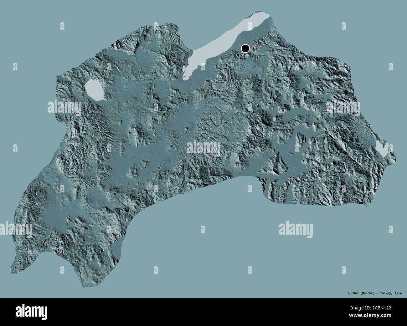 Shape of Burdur, province of Turkey, with its capital isolated on a ...