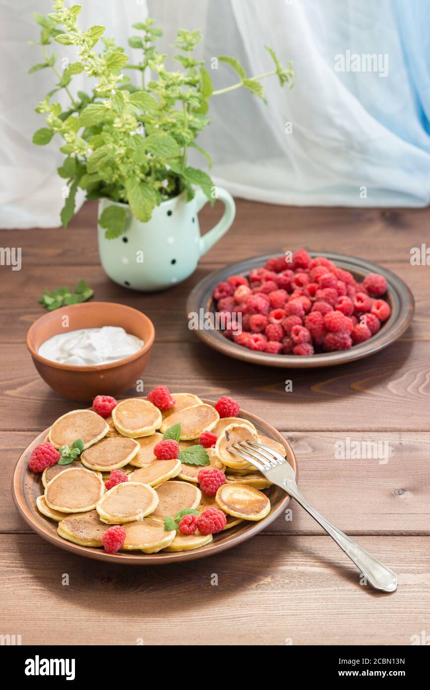 Homemade cereals mini pancake yogurt hi-res stock photography and ...