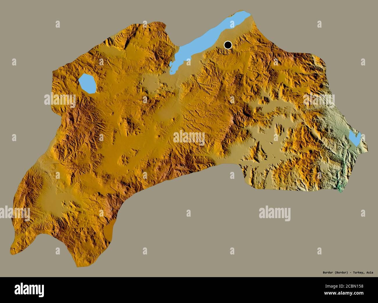 Shape of Burdur, province of Turkey, with its capital isolated on a ...