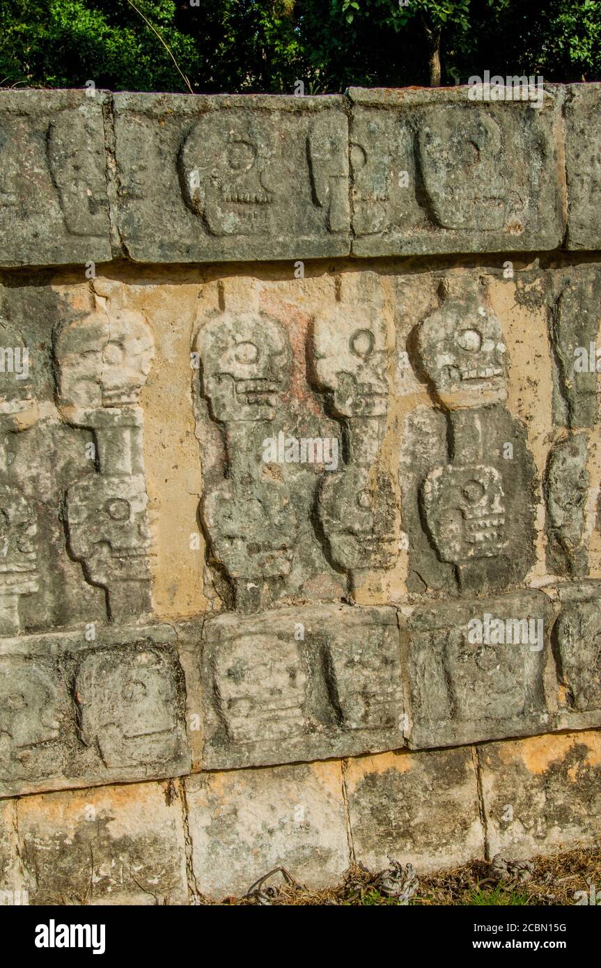 The Tzompantli or Skull Platform in the Chichen Itza Archaeological ...