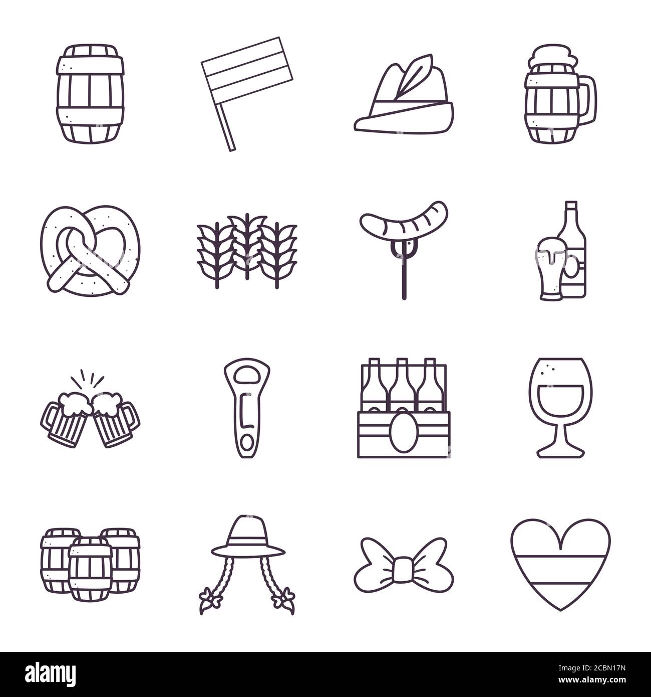 oktoberfest line style collection of icons design, Germany festival and ...