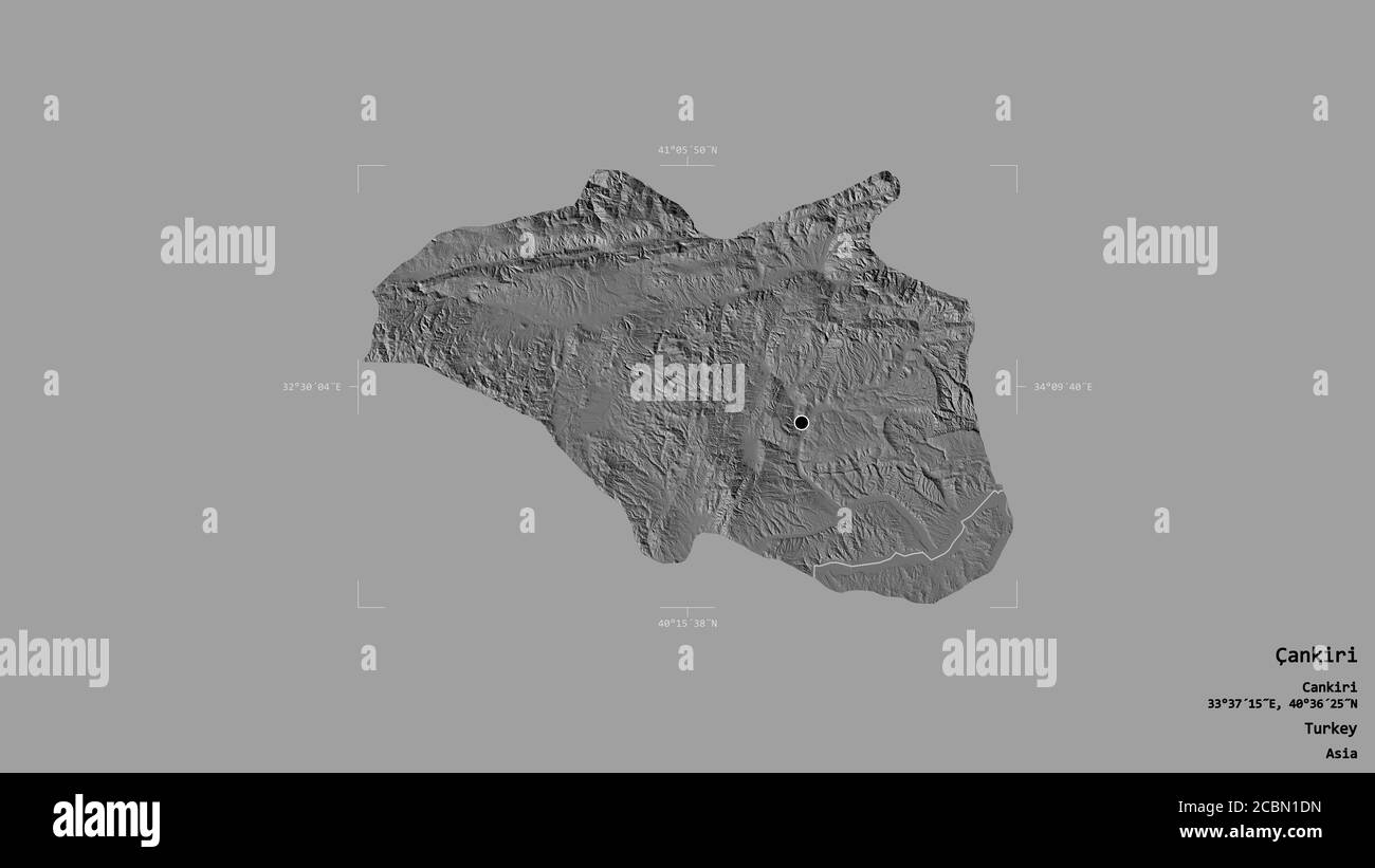 Area of Çankiri, province of Turkey, isolated on a solid background in ...