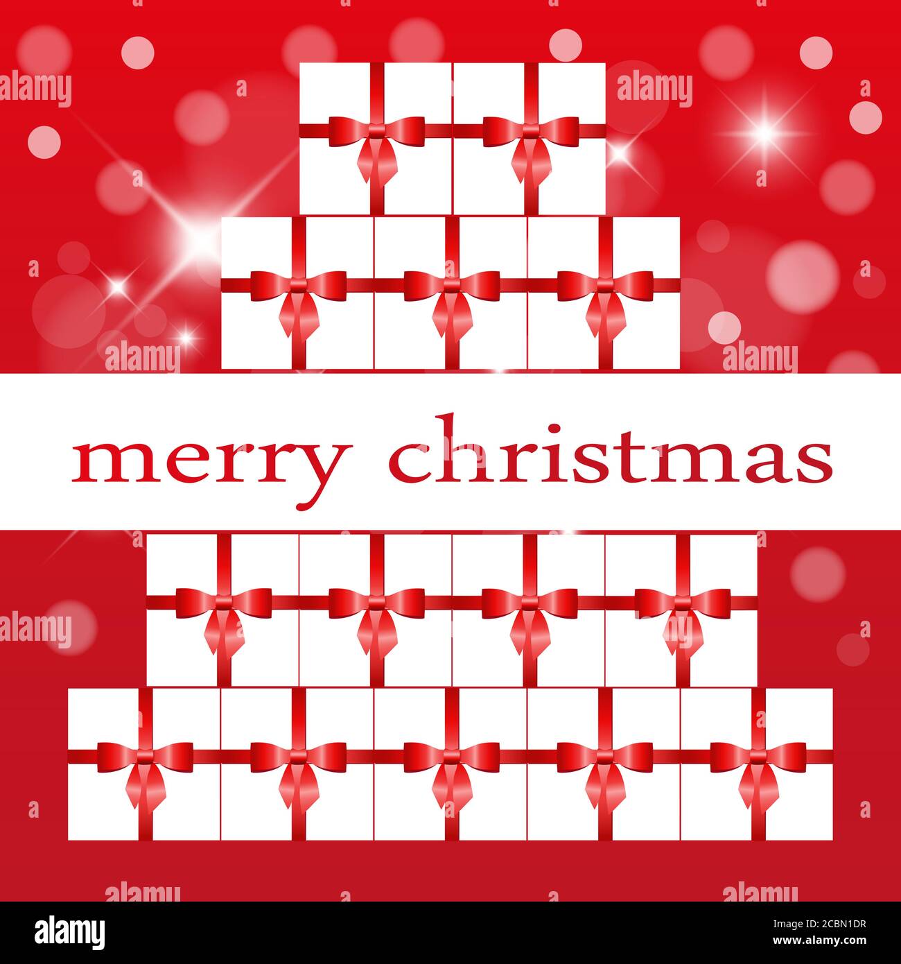 Illustration of white gift boxes with "merry Christmas" written on them ...