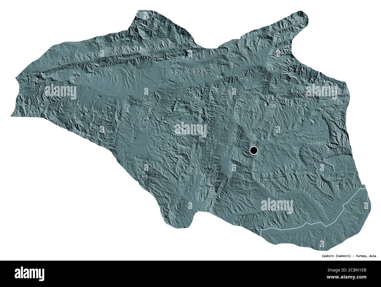 Shape of Çankiri, province of Turkey, with its capital isolated on ...