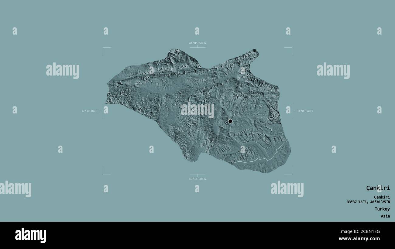 Area of Çankiri, province of Turkey, isolated on a solid background in ...