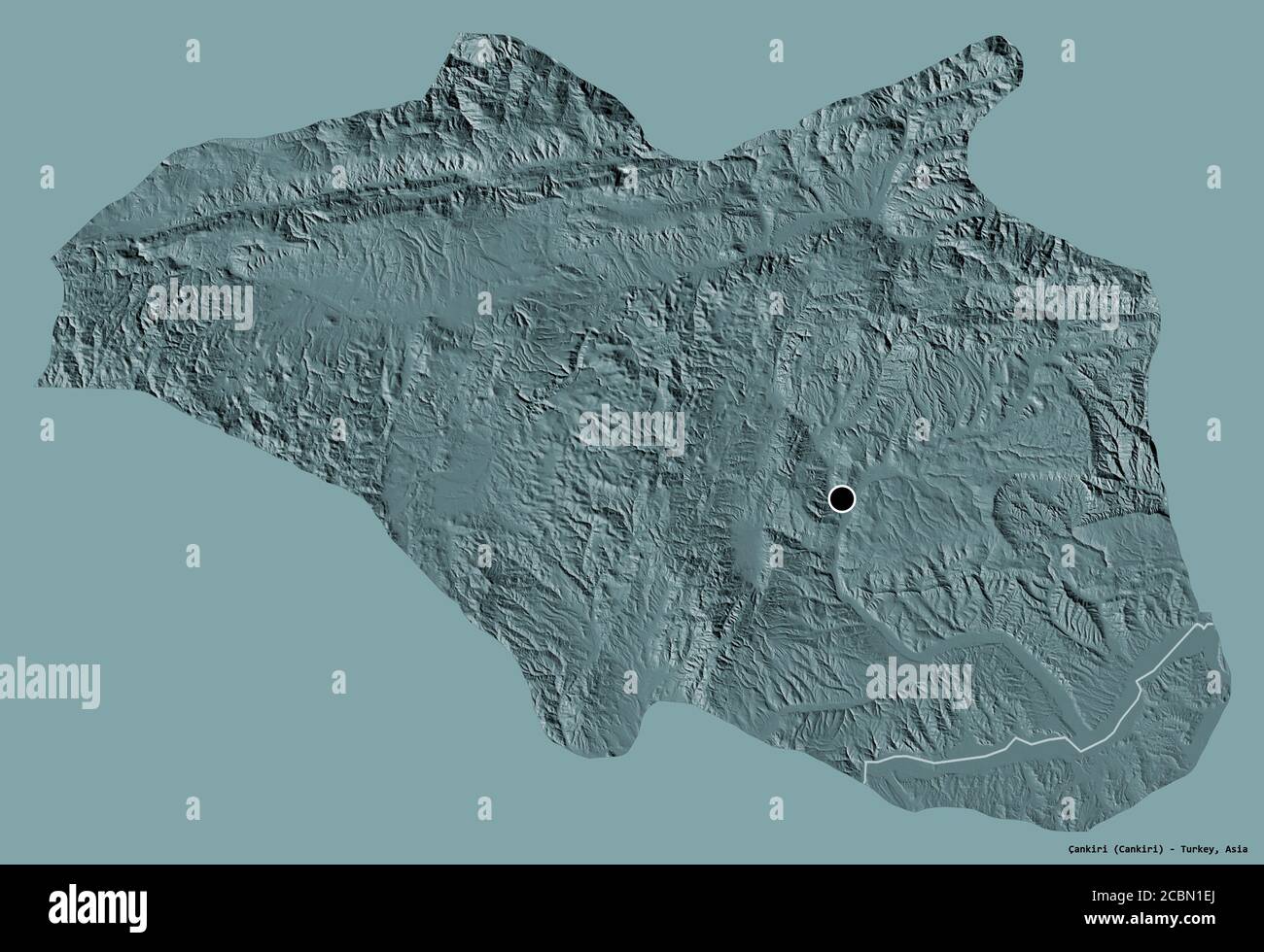Shape of Çankiri, province of Turkey, with its capital isolated on a ...