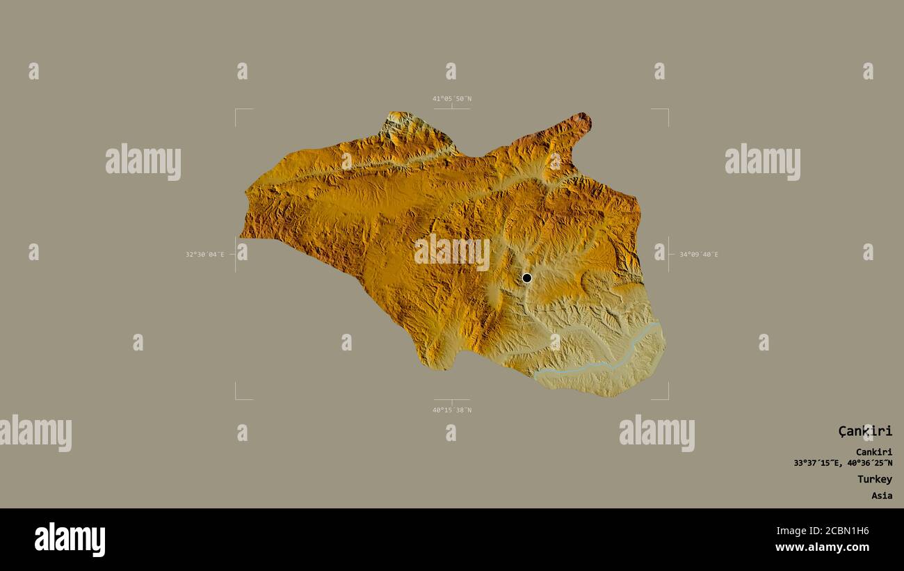 Area of Çankiri, province of Turkey, isolated on a solid background in ...