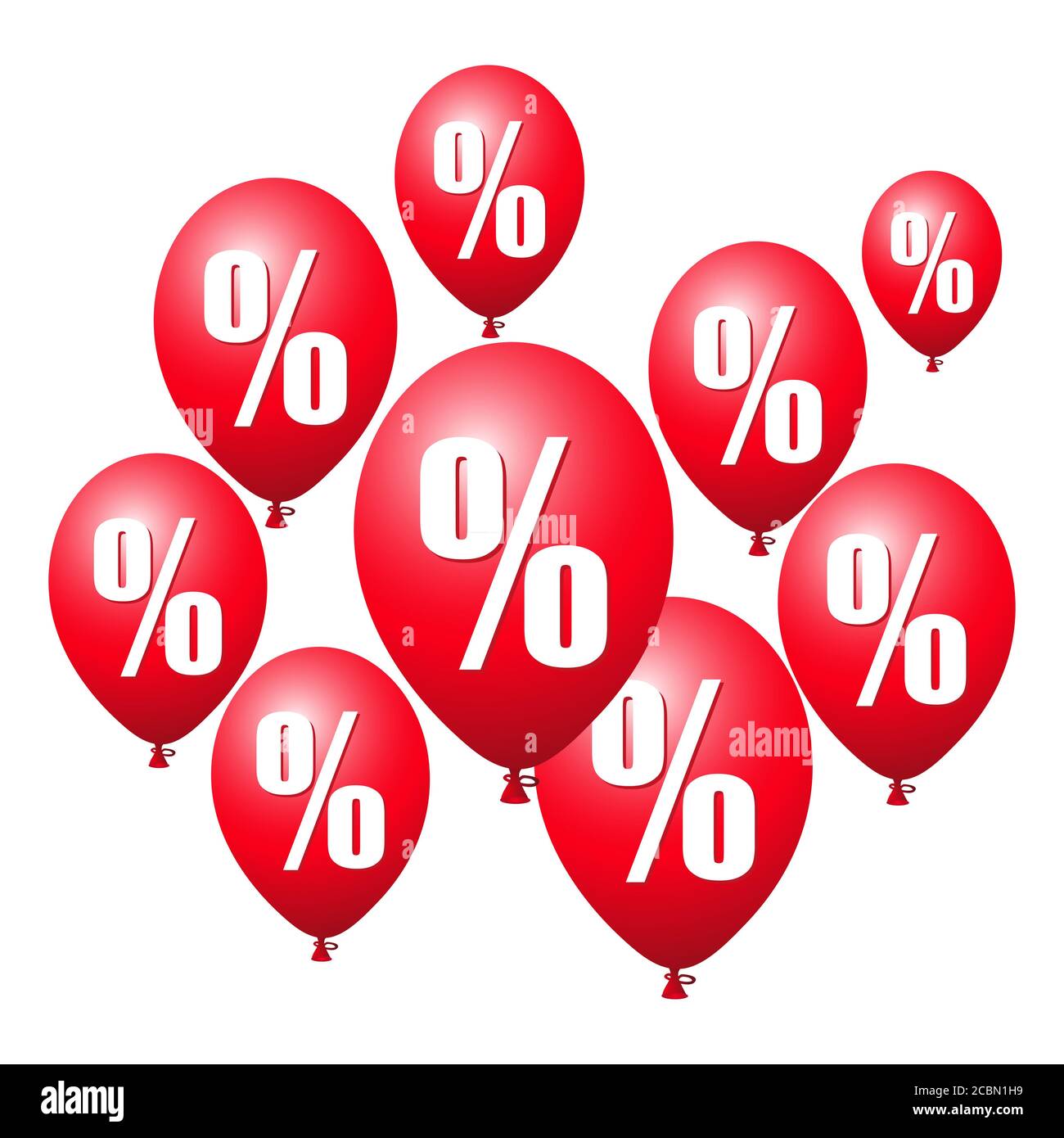 Illustration of red balloons with the percent symbols - business ...