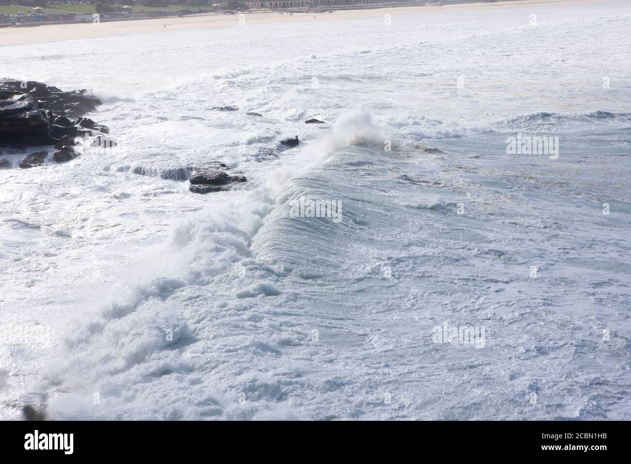 Storm waves crashing on the rocks, Bondi Australia Stock Photo - Alamy