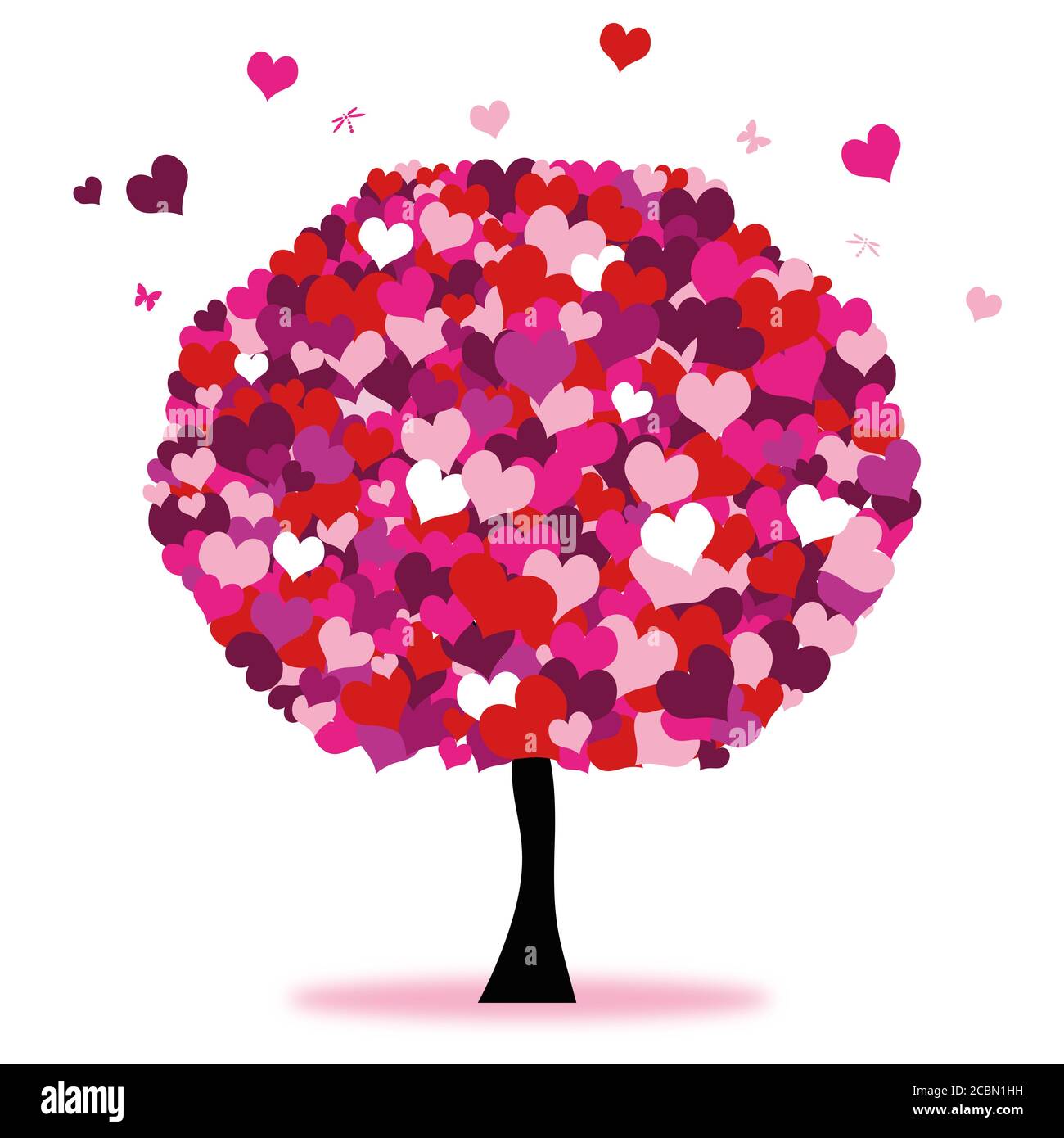 Illustrated decorative love tree with hearts Stock Photo - Alamy
