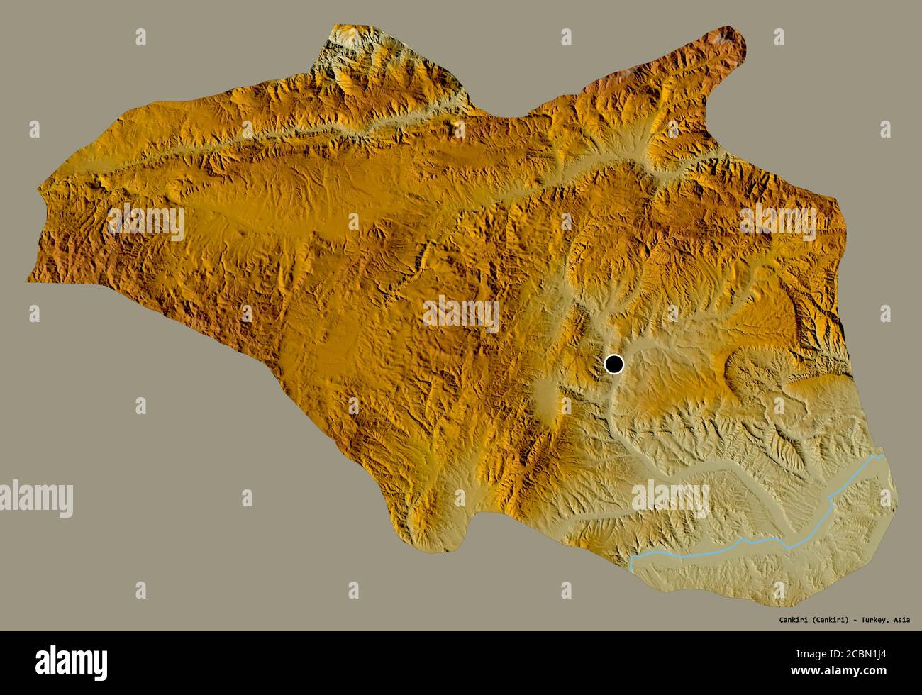 Shape of Çankiri, province of Turkey, with its capital isolated on a ...