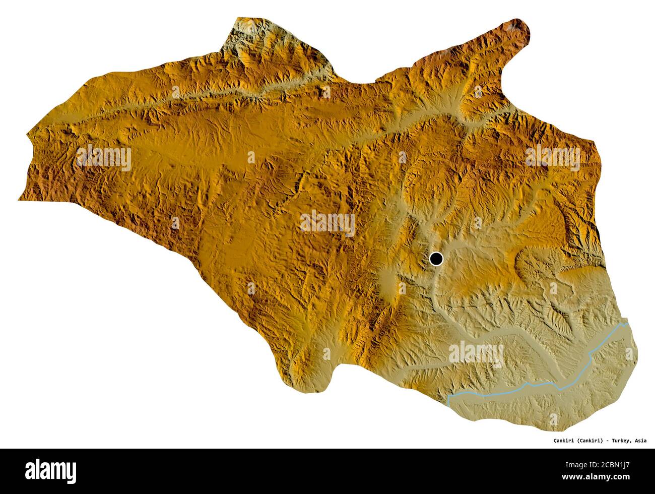 Shape of Çankiri, province of Turkey, with its capital isolated on ...