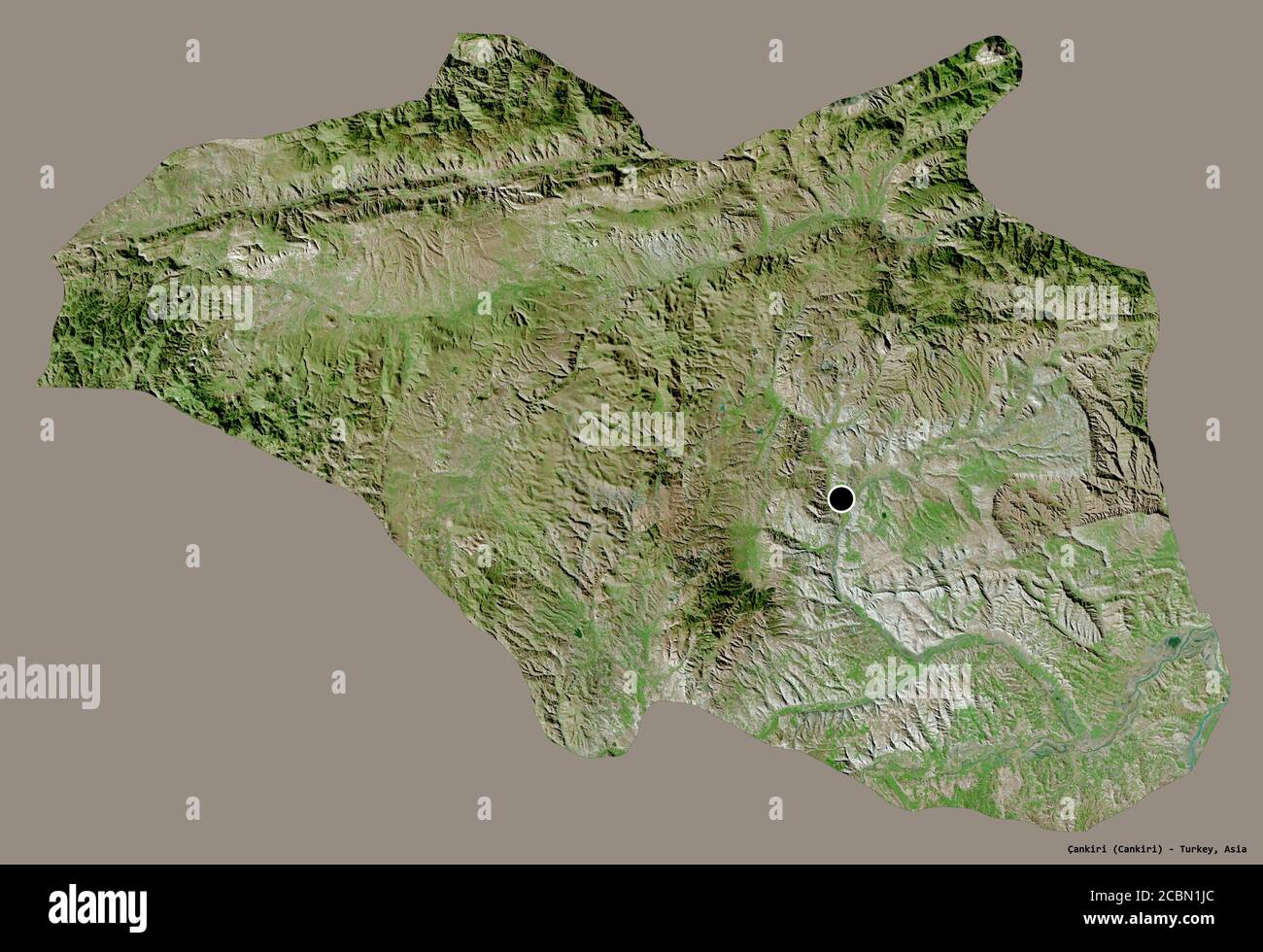 Shape of Çankiri, province of Turkey, with its capital isolated on a ...