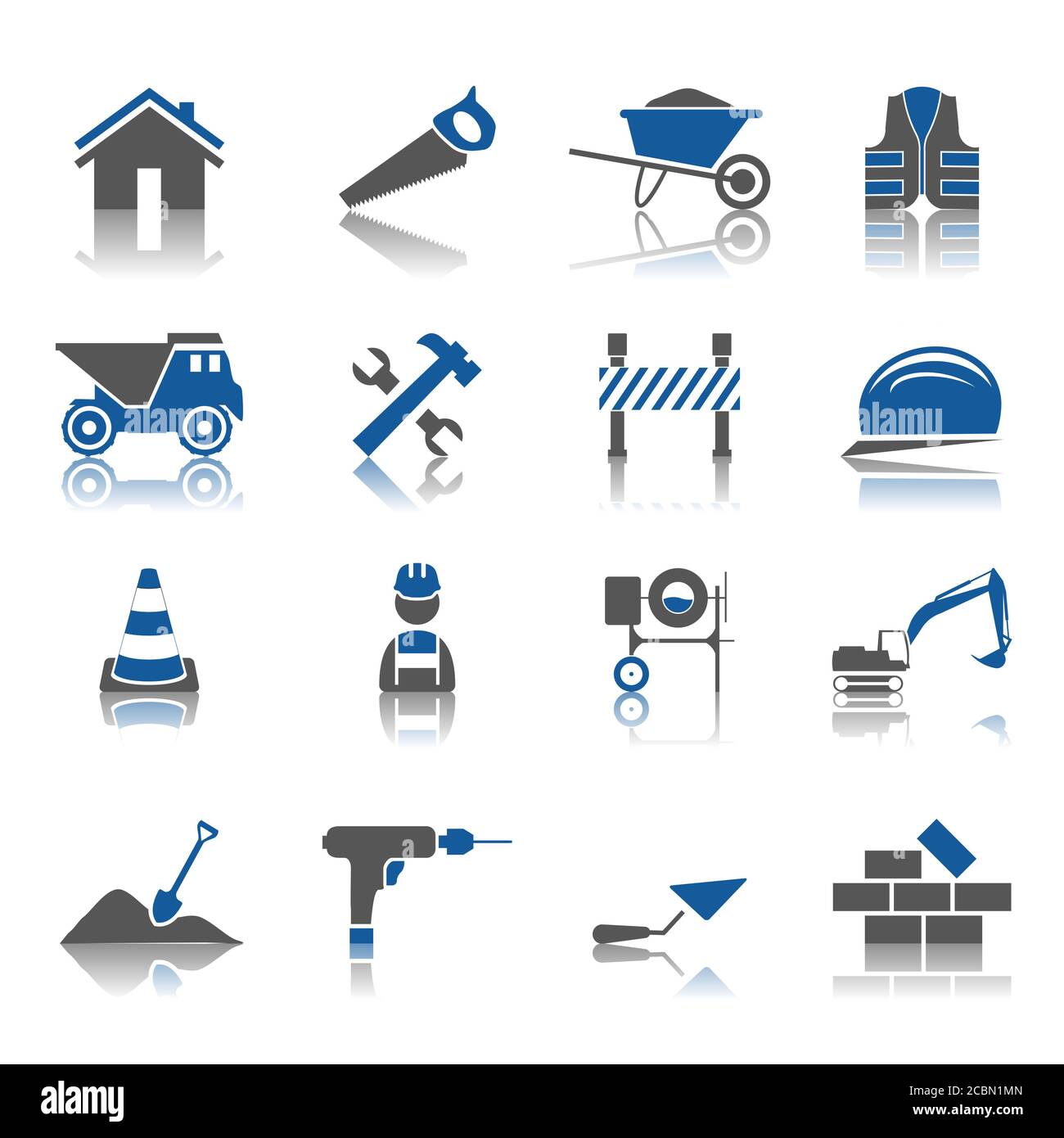 Group of illustrated types of equipment for construction Stock Photo ...