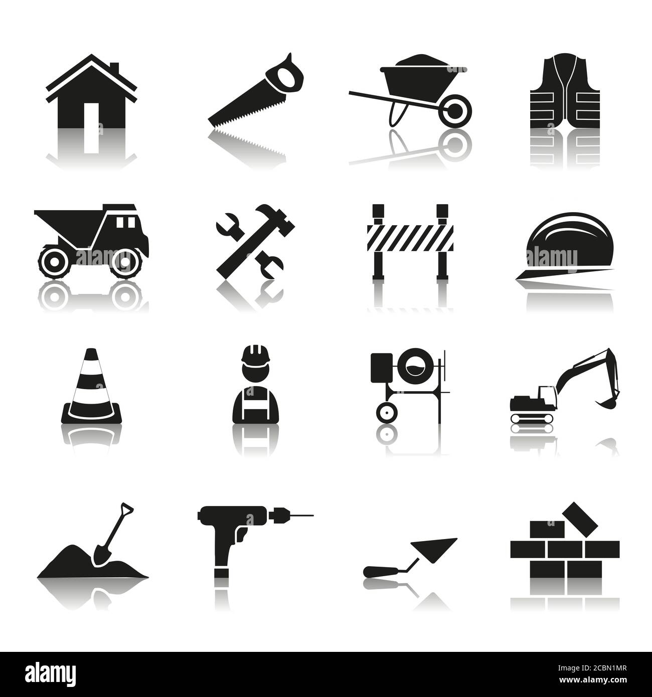 Illustration of construction work icons isolated on a white background ...