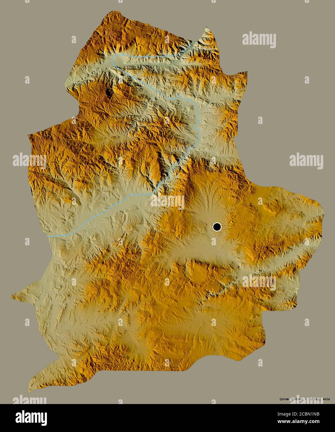Shape of Çorum, province of Turkey, with its capital isolated on a ...