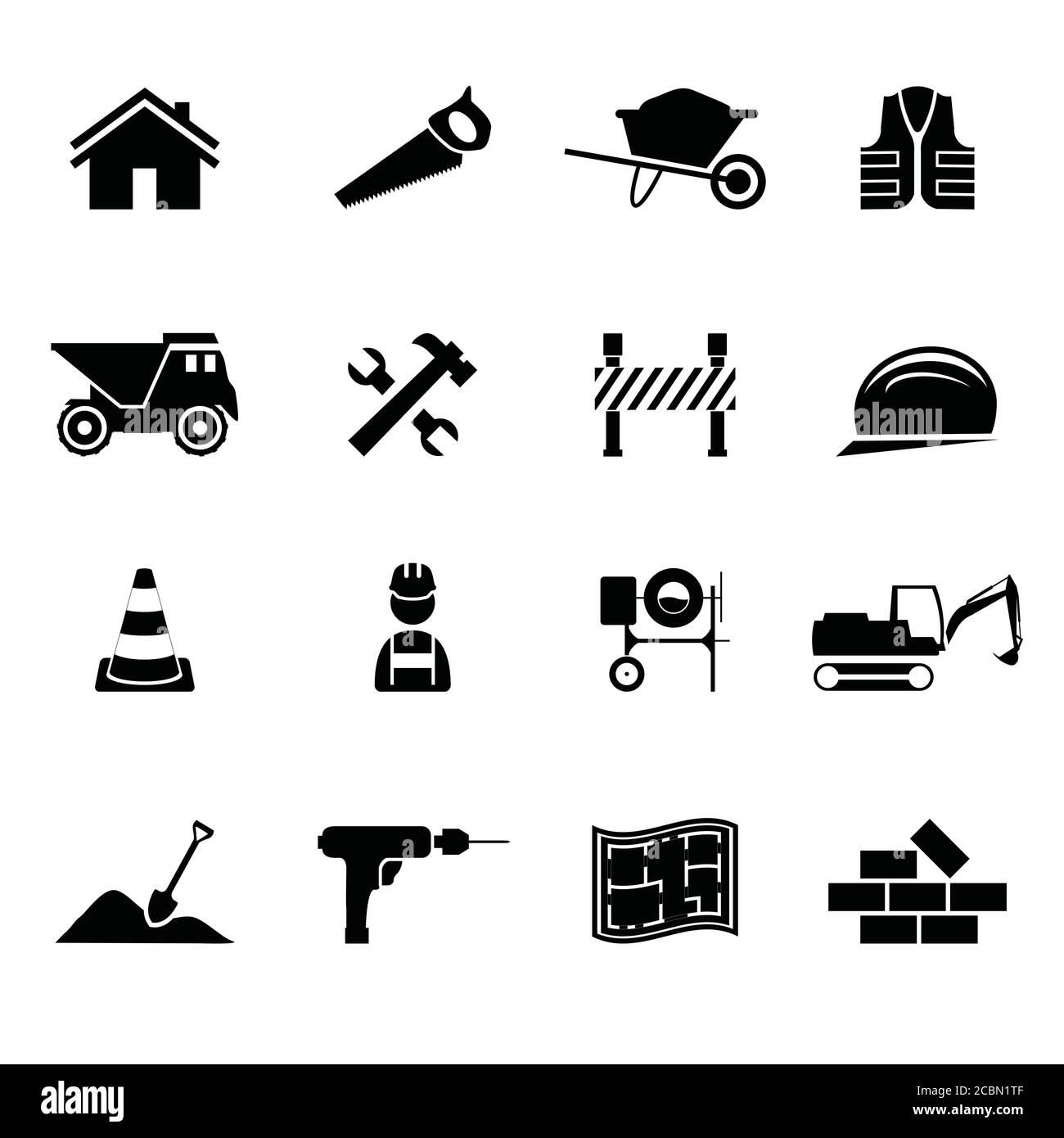 Illustration of construction work icons isolated on a white background ...