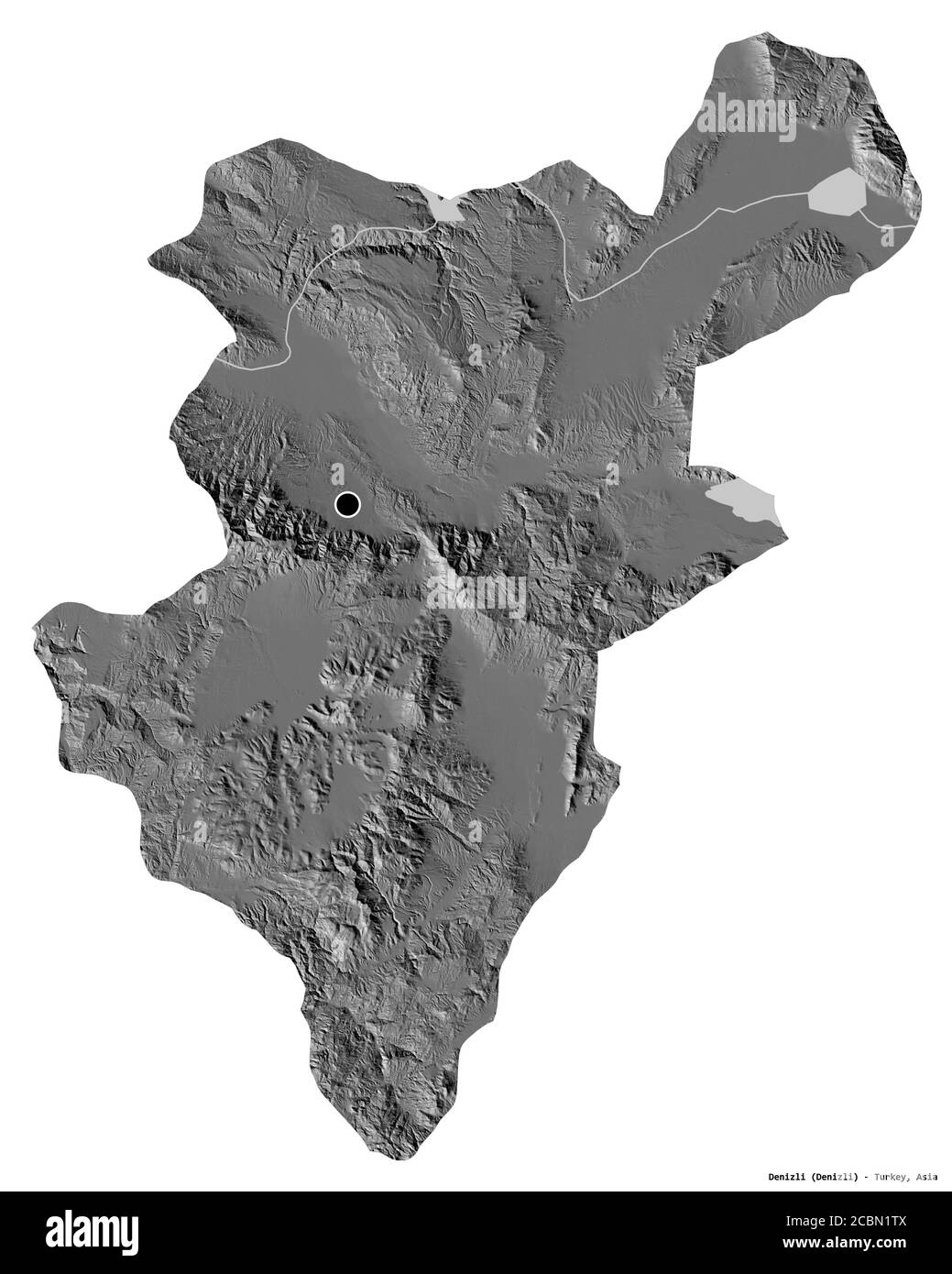 Shape of Denizli, province of Turkey, with its capital isolated on ...