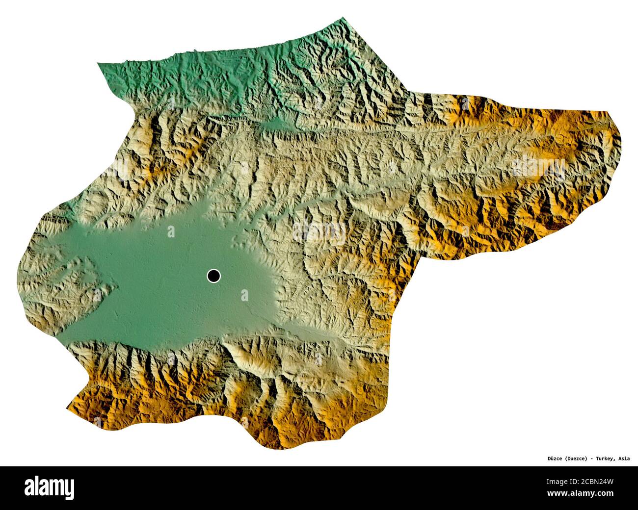 Shape of Düzce, province of Turkey, with its capital isolated on white ...