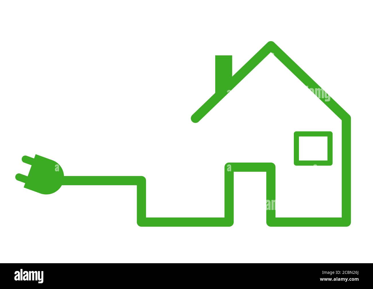 Creative illustration of a plug in the form of a house Stock Photo - Alamy
