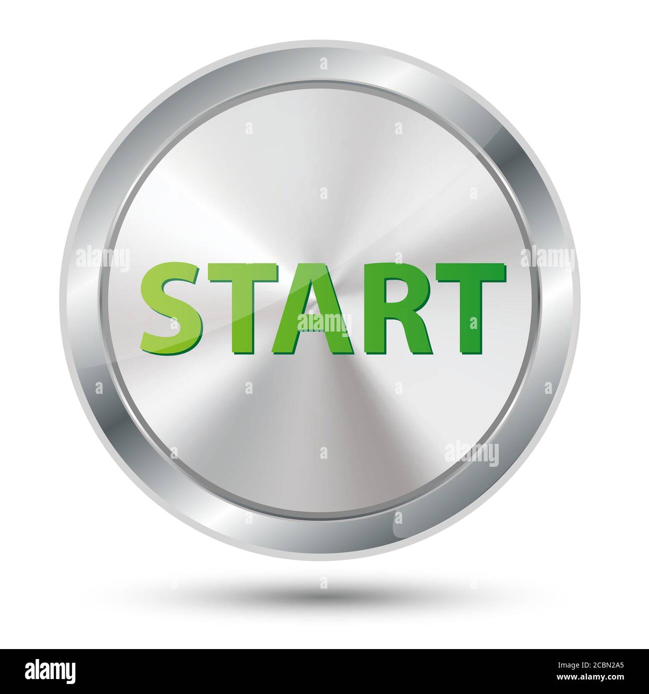 3D rendering of the start symbol in a silver circle Stock Photo - Alamy