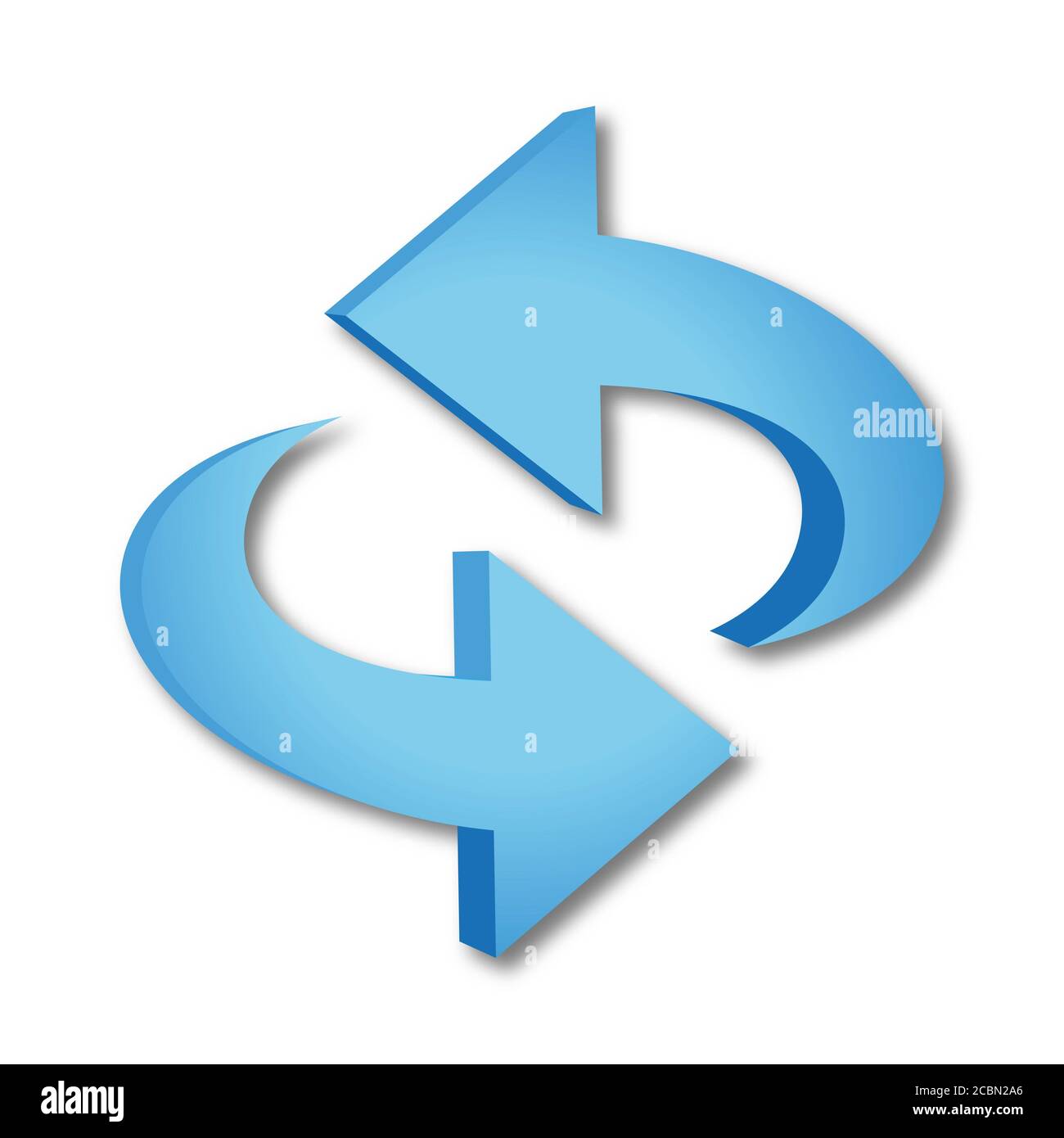 3D rendering of two blue rotating arrows isolated on a white background ...