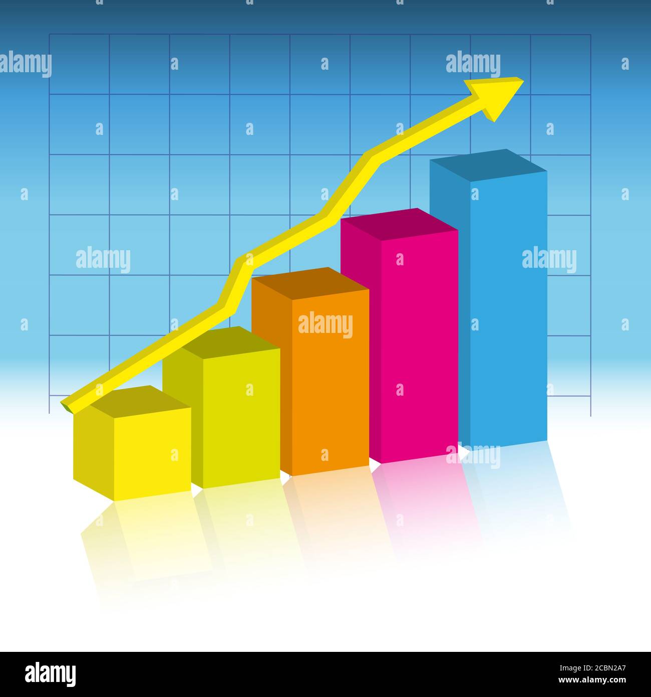 3D rendering of a growing business graph - business concept Stock Photo ...
