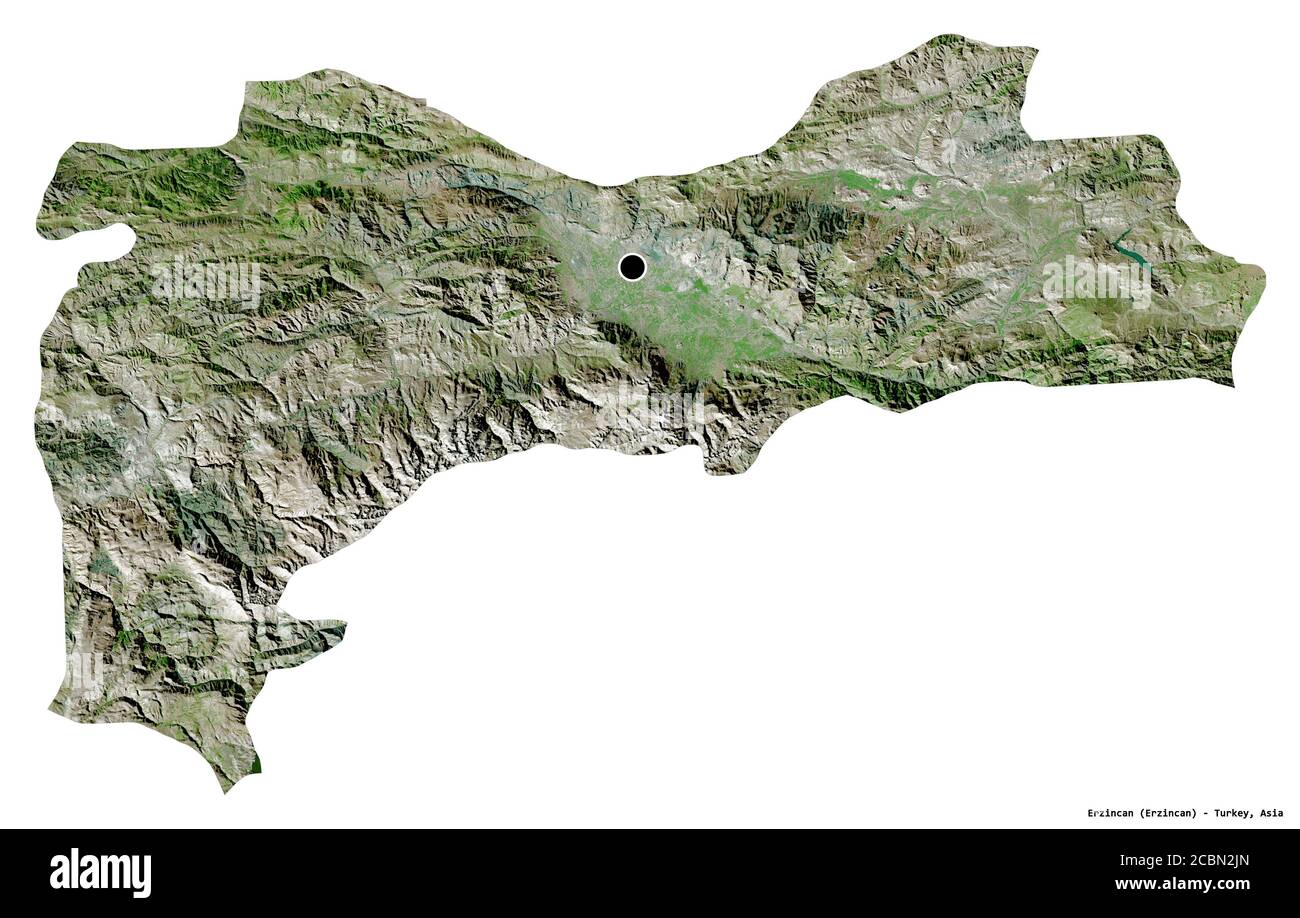 Shape of Erzincan, province of Turkey, with its capital isolated on ...