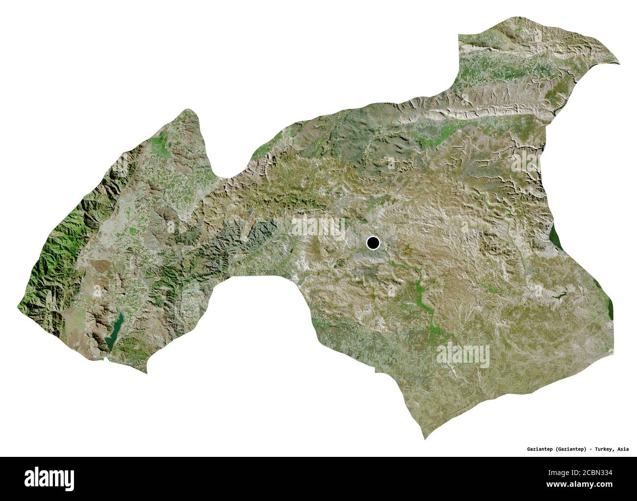 Shape of Gaziantep, province of Turkey, with its capital isolated on ...