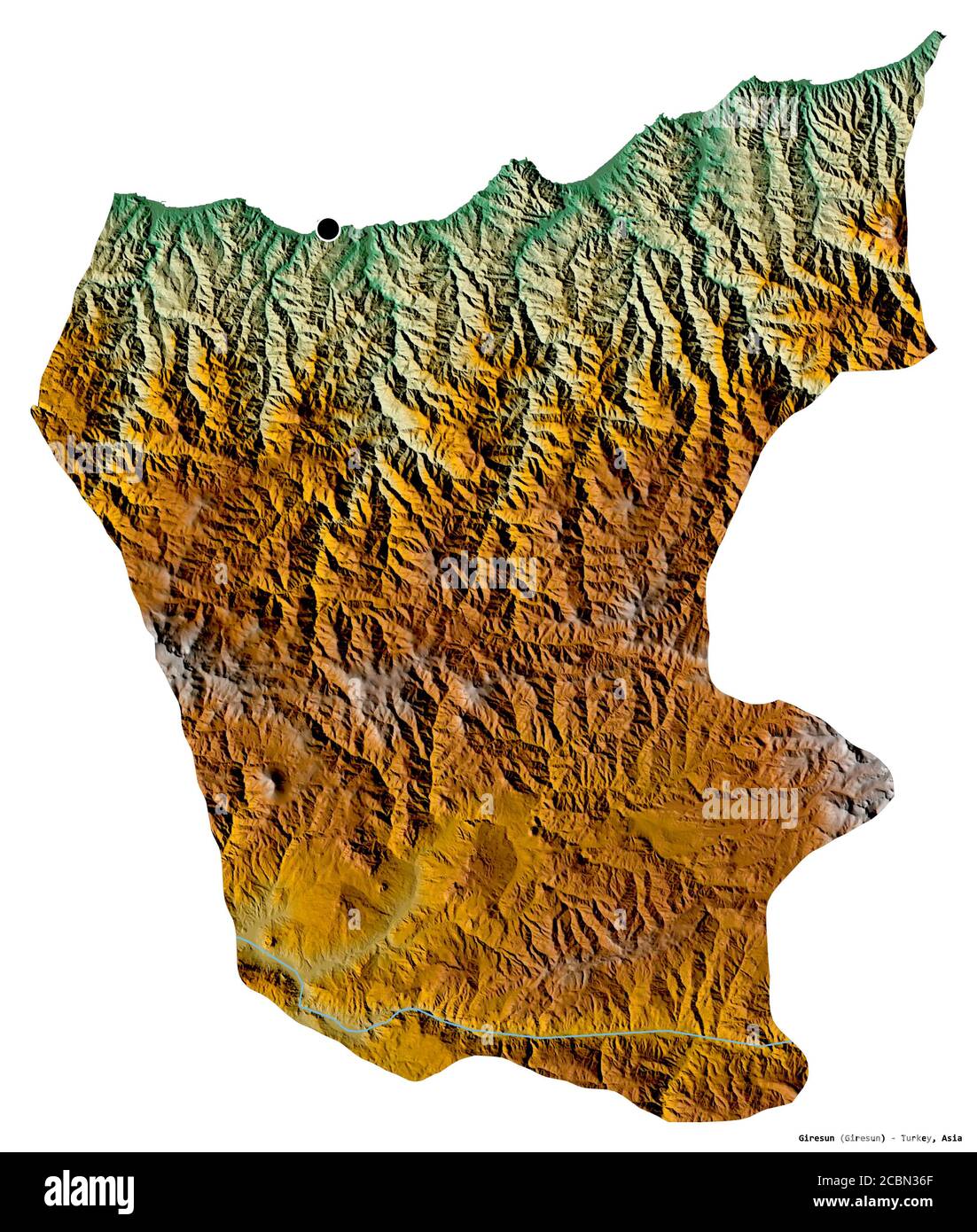 Shape of Giresun, province of Turkey, with its capital isolated on ...