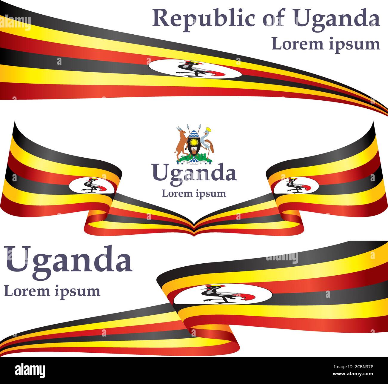 Flag of Uganda, Republic of Uganda. Template for award design, an ...