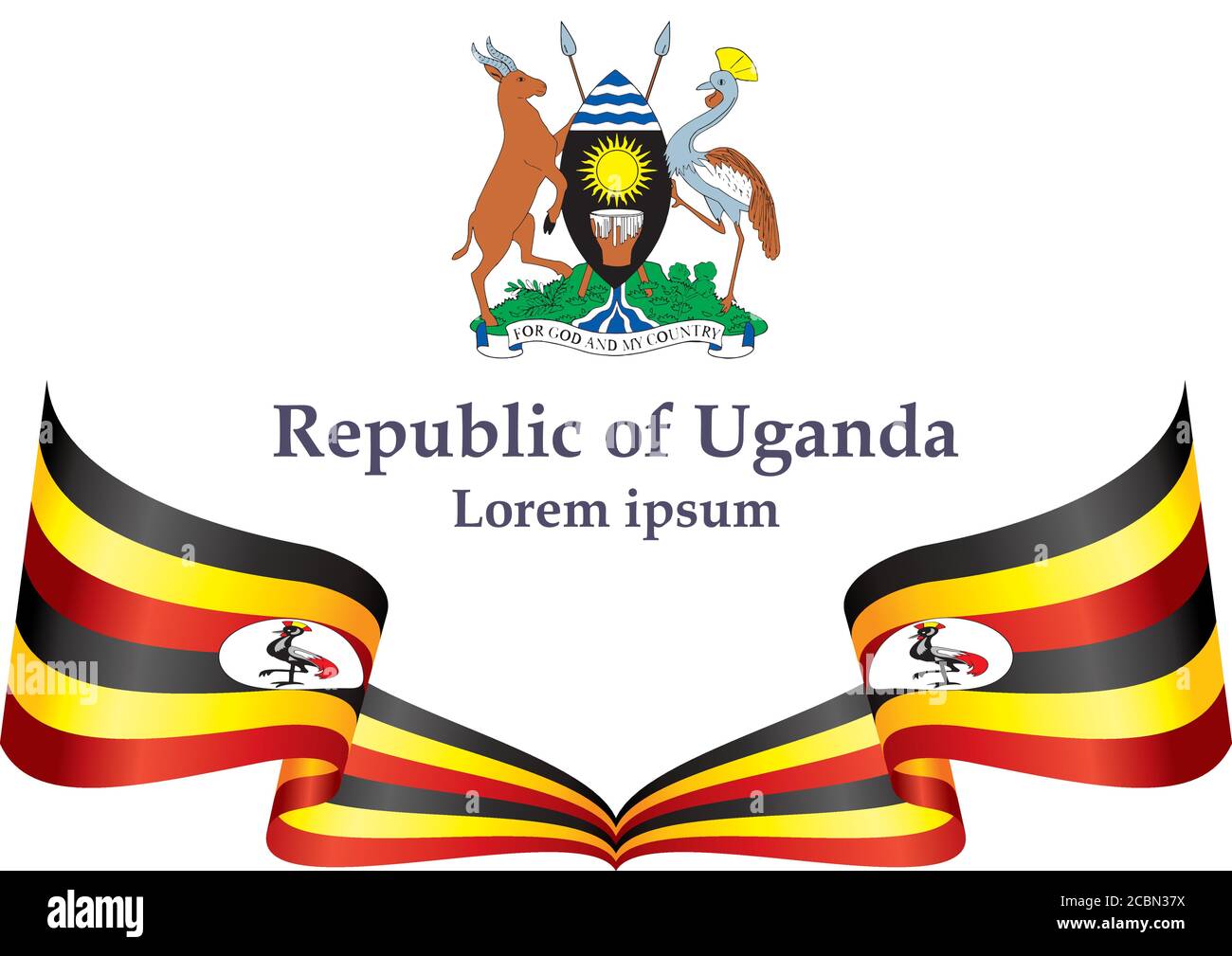 Flag of Uganda, Republic of Uganda. Template for award design, an official document with the ...