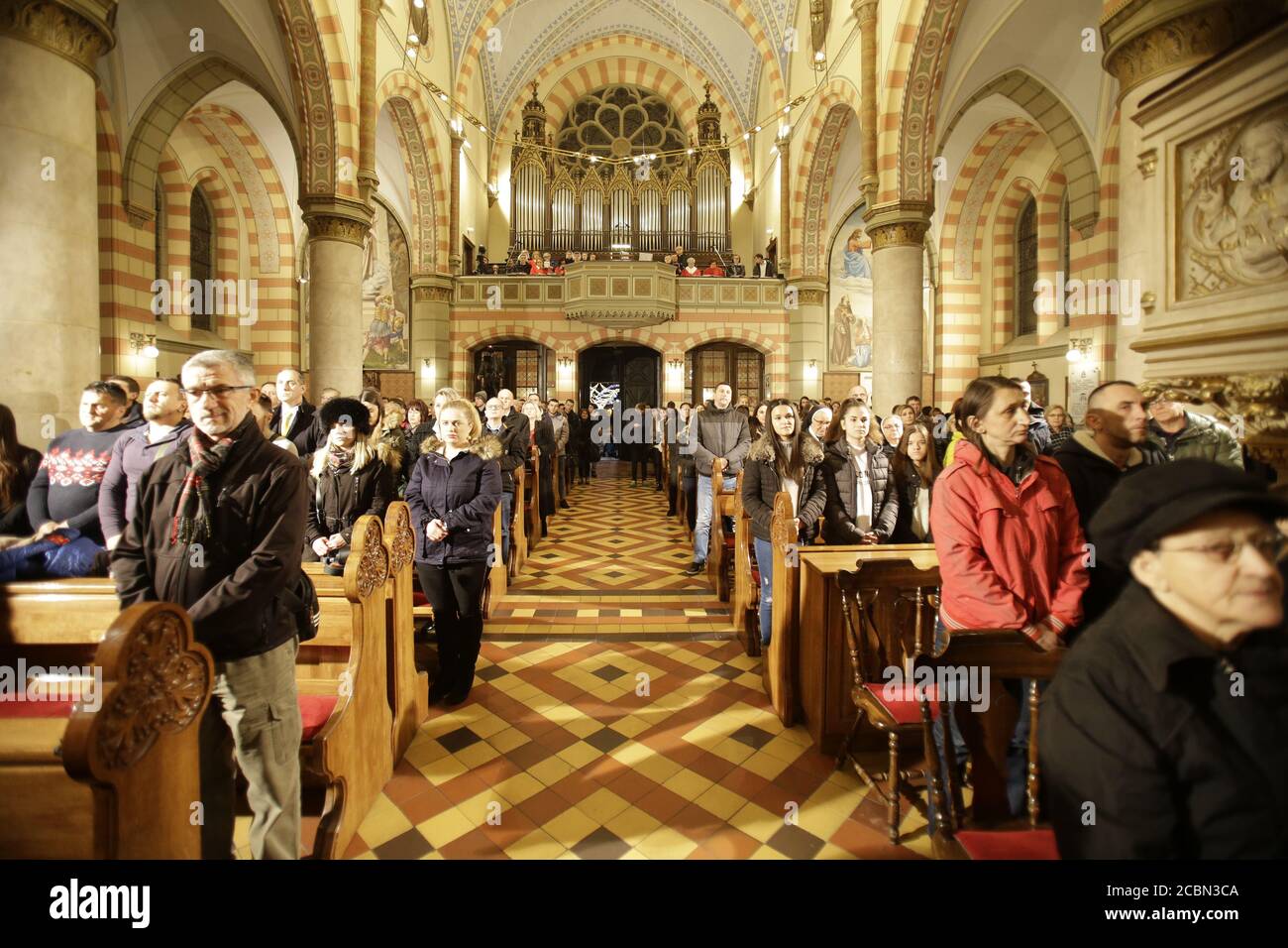 The church interior of Sacred Heart Cathedral in Sarajevo, Bosnia and ...