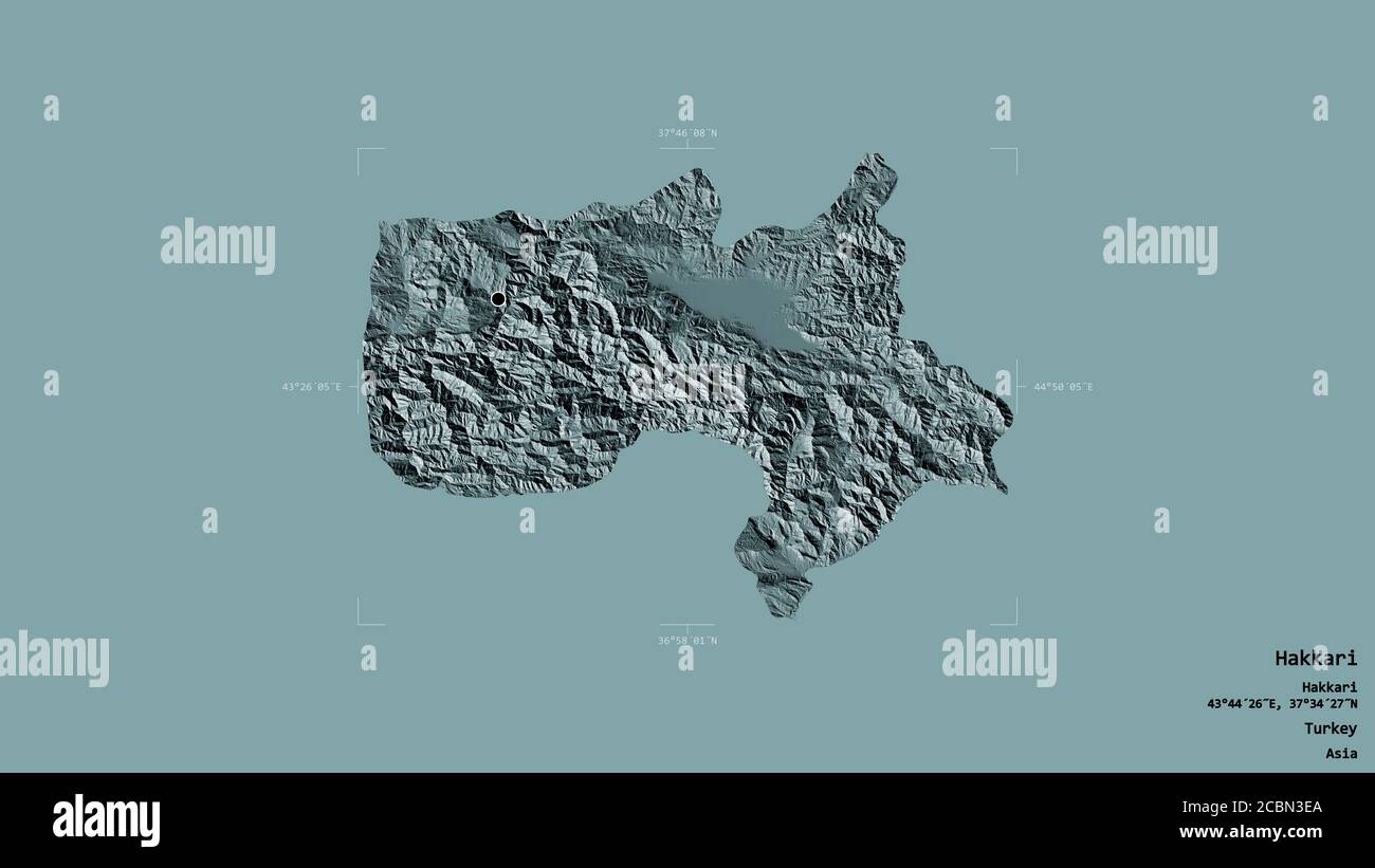 Area of Hakkari, province of Turkey, isolated on a solid background in ...