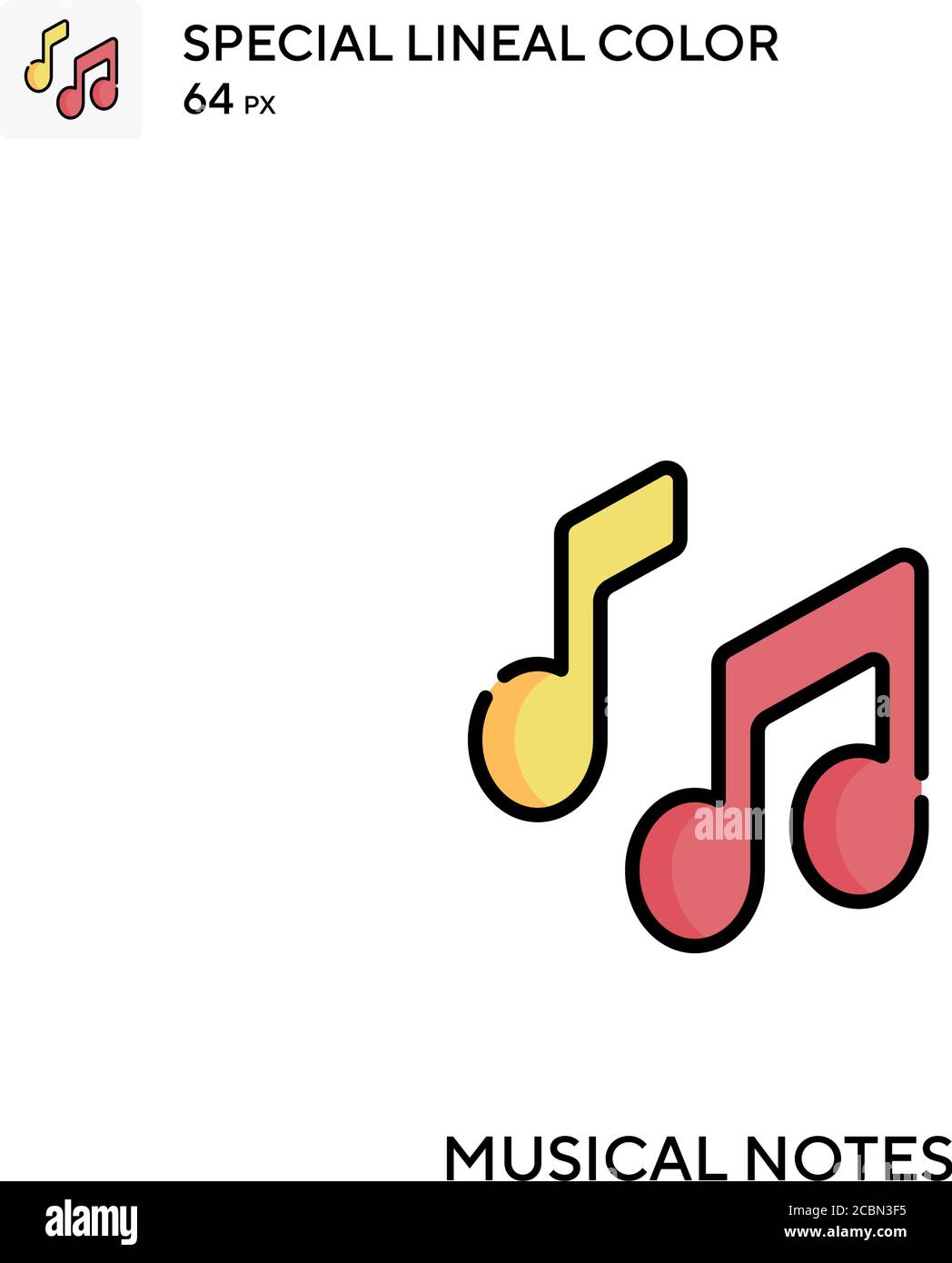 Musical notes Special lineal color vector icon. Musical notes icons for ...