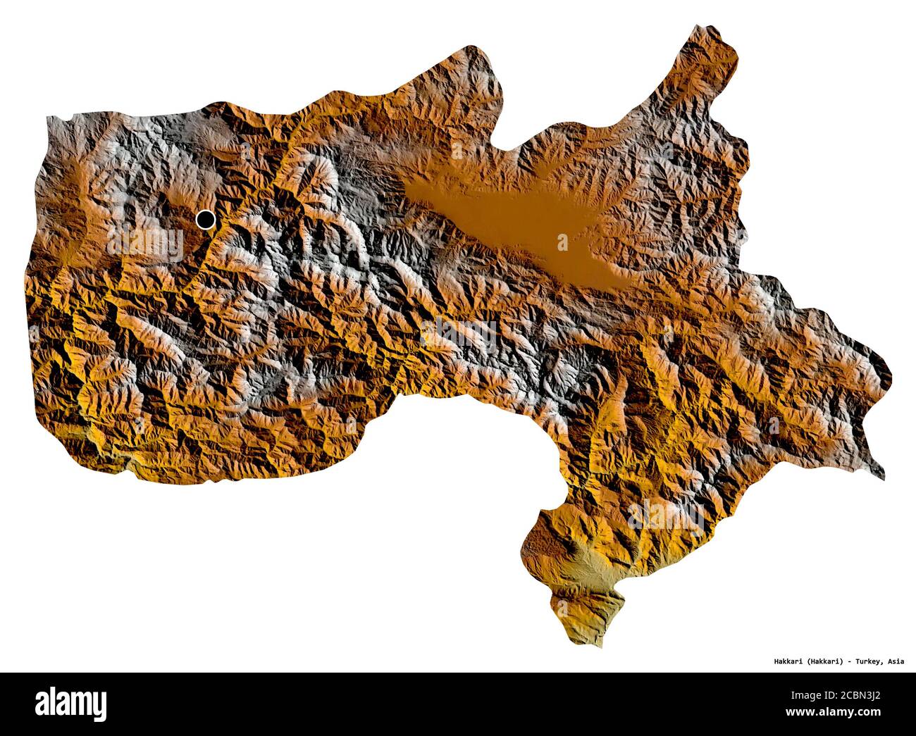 Shape of Hakkari, province of Turkey, with its capital isolated on ...