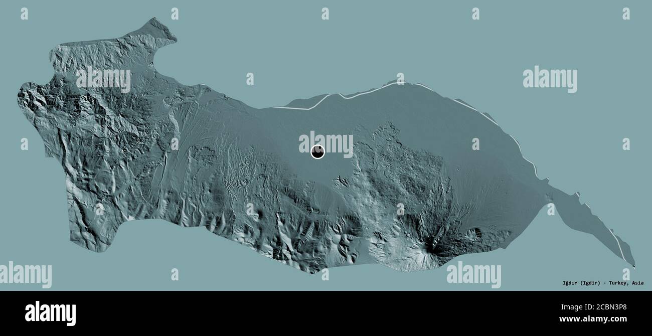 Shape of Iğdır, province of Turkey, with its capital isolated on a ...