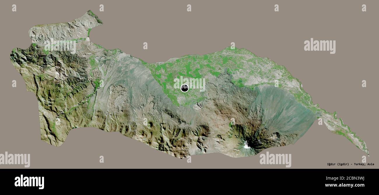 Shape of Iğdır, province of Turkey, with its capital isolated on a ...
