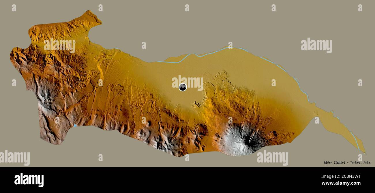 Shape of Iğdır, province of Turkey, with its capital isolated on a ...