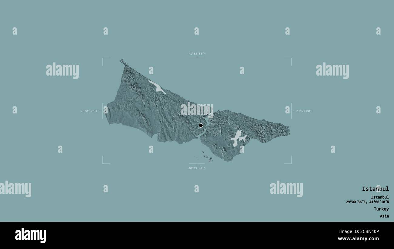 Area of Istanbul, province of Turkey, isolated on a solid background in ...