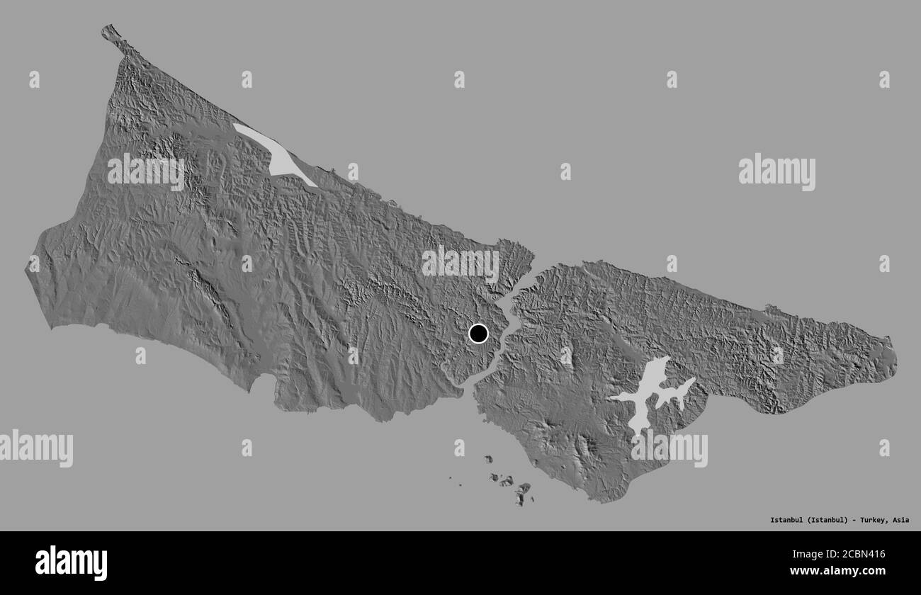 Shape of Istanbul, province of Turkey, with its capital isolated on a ...