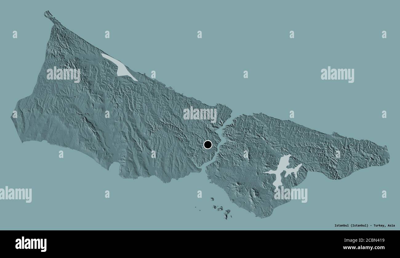 Shape of Istanbul, province of Turkey, with its capital isolated on a ...