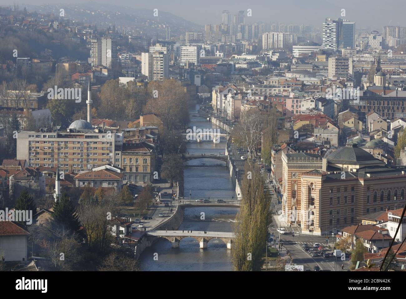 Bridges on the Miljacka River in the Bosnian Capital of Sarajevo Stock ...