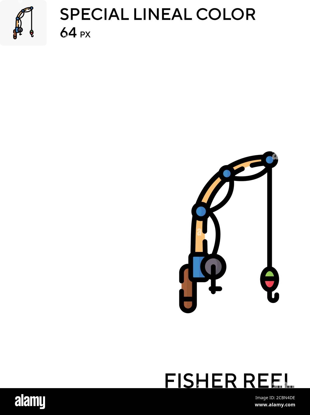 Fisher reel Special lineal color vector icon. Fisher reel icons for ...